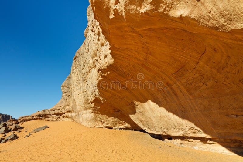 Massive Rock Face in the Sahara Desert Stock Image - Image of arabia ...