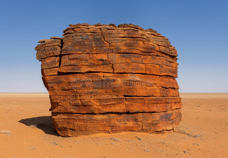 Massive Rock Formation in Desert Landscape Stock Illustration ...