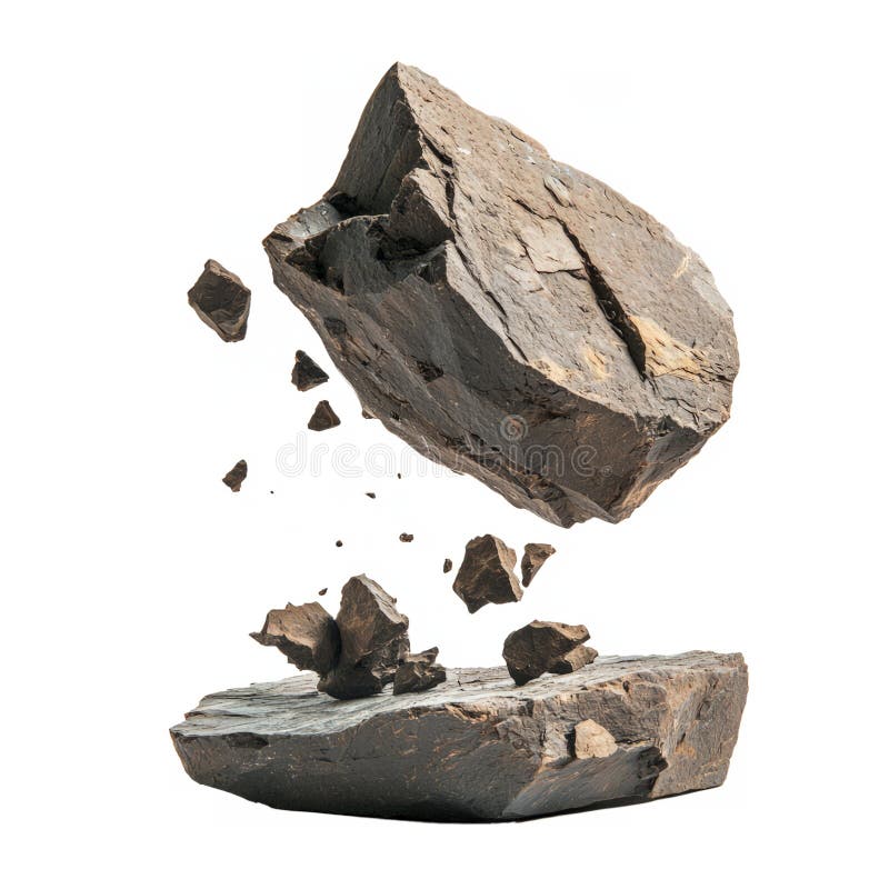 Massive Rock with Pieces Breaking Off, Dynamic Motion Effect, on a ...