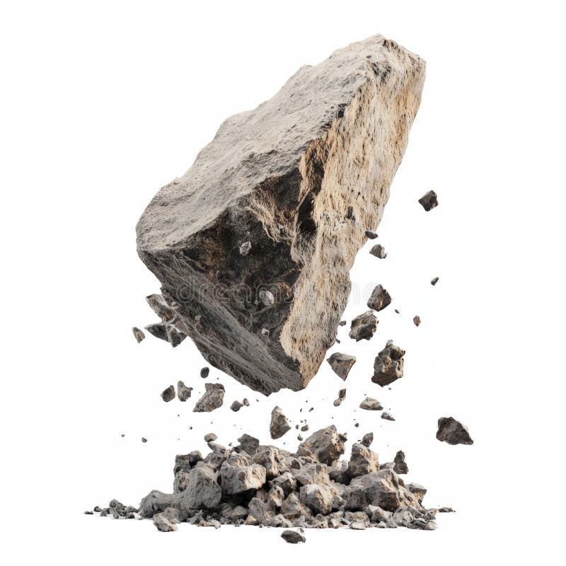 Massive Rock with Pieces Breaking Off, Dynamic Motion Effect, on a ...