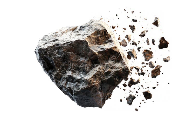 Massive Rock with Pieces Breaking Off, Dynamic Motion Effect, on a ...