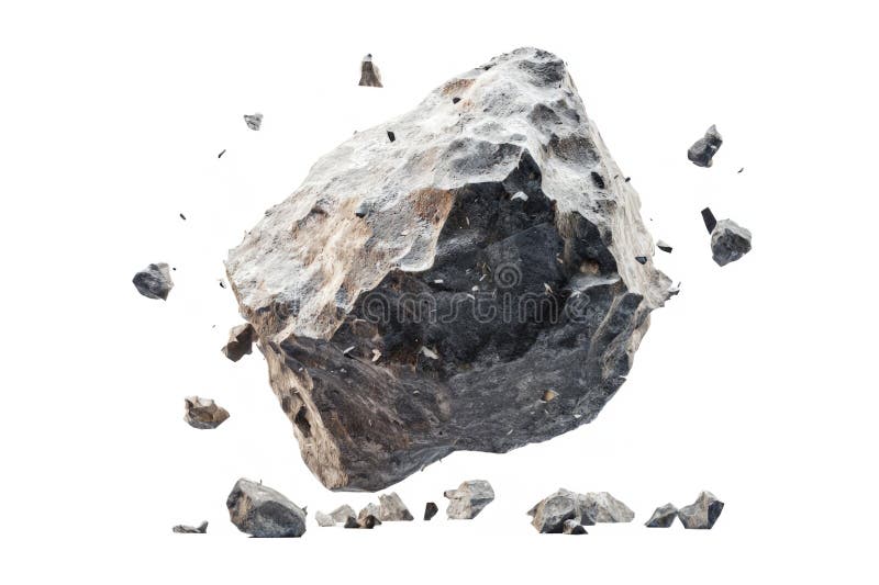 Massive Rock with Pieces Breaking Off, Dynamic Motion Effect, on a ...