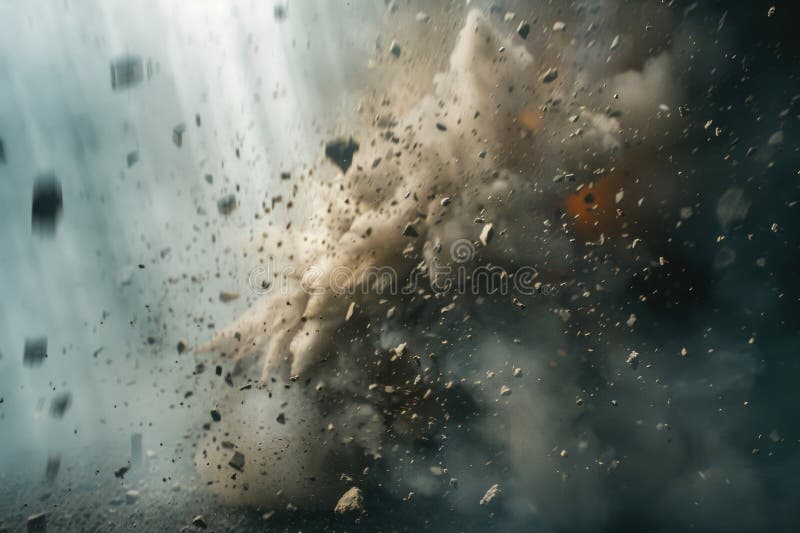 A Massive Rockfall Causes an Explosion of Rocks and Debris in the Air ...