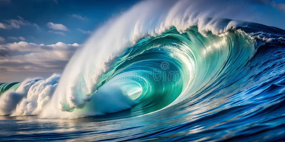 A Massive Rolling Wave Curling into a Smooth Barrel Stock Illustration ...