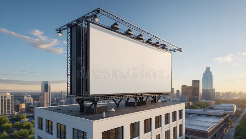 Massive Rooftop Billboard Mockup in a City Skyline Setting Designed for ...