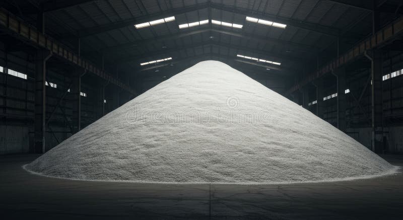 Massive Salt Pile in Warehouse a Large Pile of Salt Fills a Warehouse ...