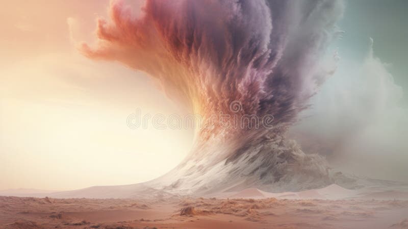 A Massive Sand Wave Explosion in the Desert Landscape Stock Image ...