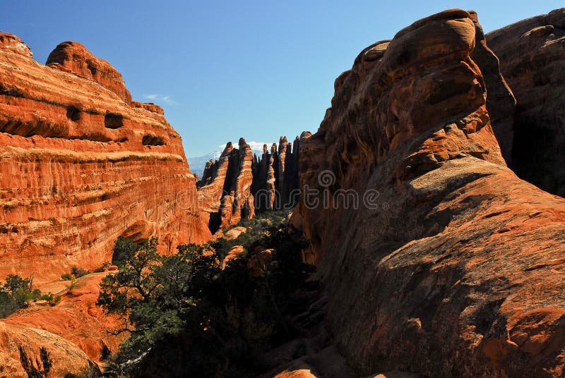 Massive sandstone fins stock image. Image of trail, utah - 17866065
