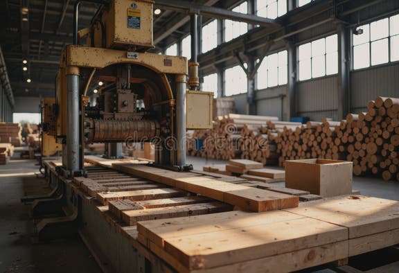 Massive Sawmill Facility with Advanced Timber Processing Machinery in Action Stock Photo - Image ...