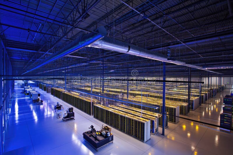 Vast Server Farm Interior stock illustration. Illustration of security ...