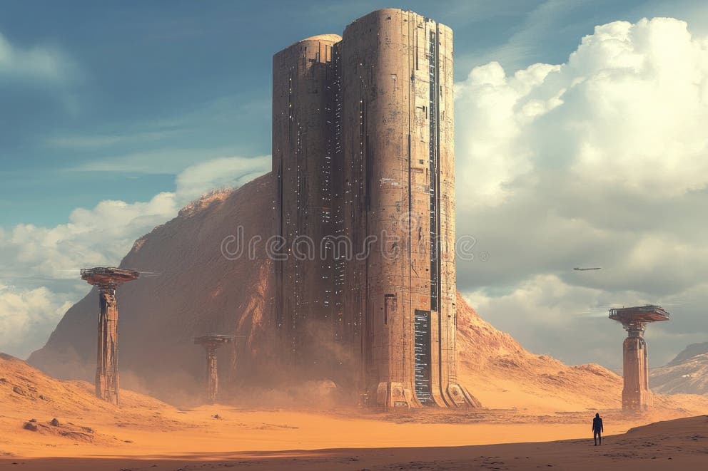 A Massive Server Tower Humming in the Desert, Guarded by Autonomous ...