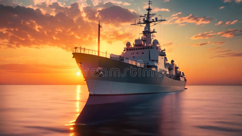 A Massive Ship Floats Effortlessly on the Calm Surface of the Water ...