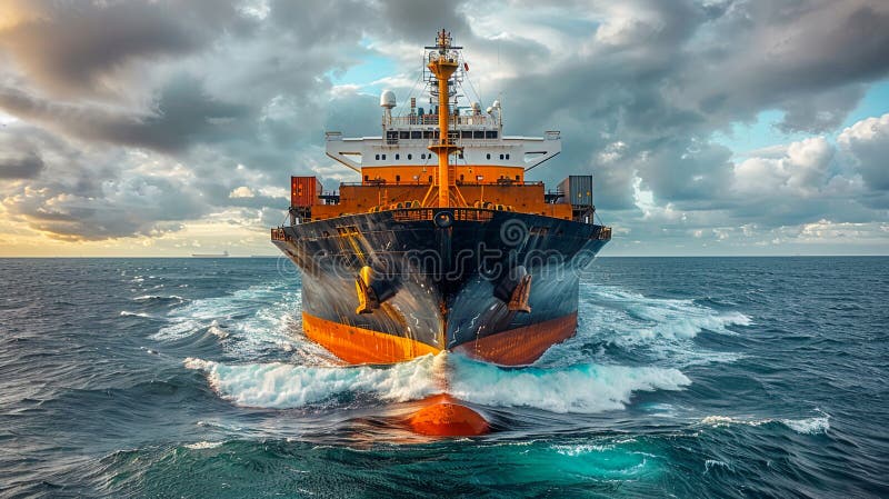 Massive Ship Navigating through the Vast Ocean Waters. Transportation ...