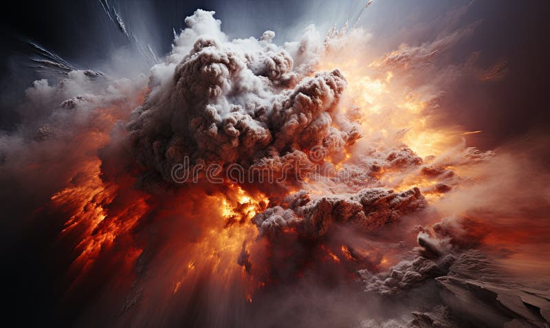 Massive Smoke and Steam Eruption from Martian Volcano Stock Photo ...