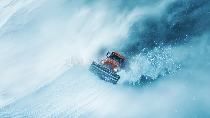 Massive Snow Plow Cutting through Thick Snow on a Highway, Heavy Stock ...