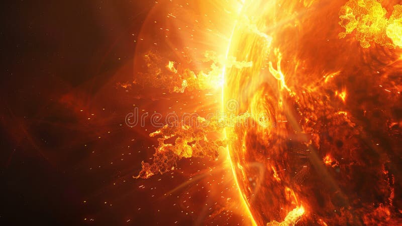 Massive Solar Flare Bursting from the Sun S Surface with Fiery Streams ...