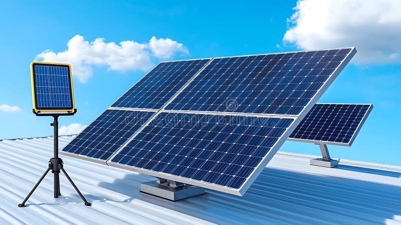 Massive Solar Panel Installation on Rooftop, Showcasing Renewable ...