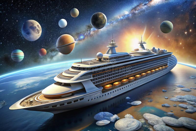 A Massive Space Cruise Ship Stock Illustration - Illustration of ...