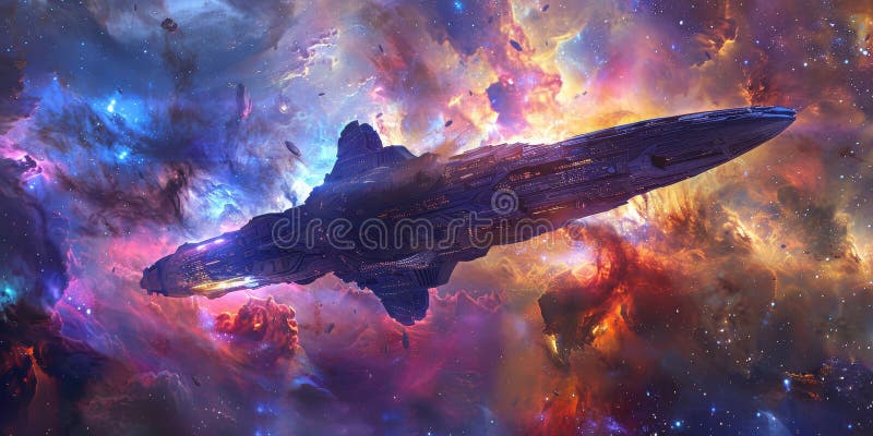 A Massive Spacecraft in the Shape of Omega Flying through a Galaxy ...