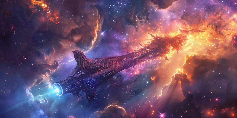 A Massive Spacecraft in the Shape of Omega Flying through a Galaxy ...