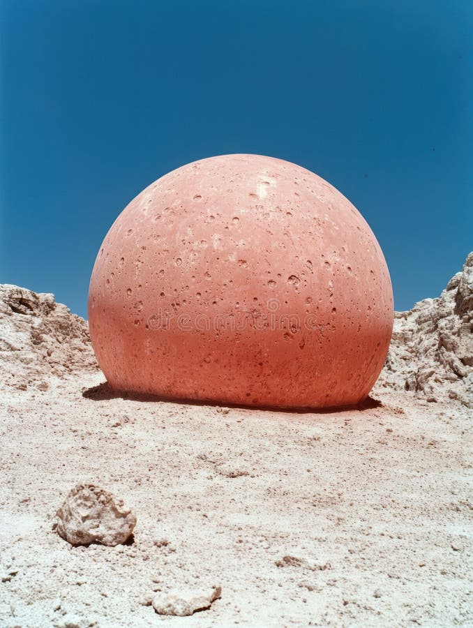 Massive Spherical Rock Formation in Desert Landscape Stock Illustration ...