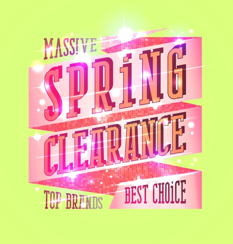 Massive Spring Clearance, Vector Poster Template with Pink Ribbon Stock ...