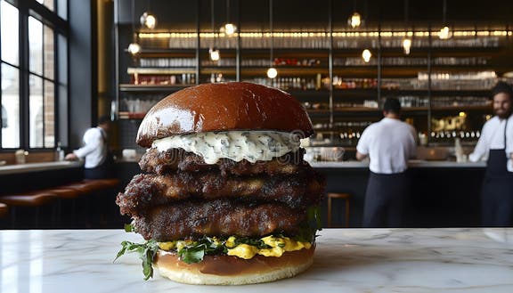 Triple-Decker Burger Delight Stock Illustration - Illustration of ...