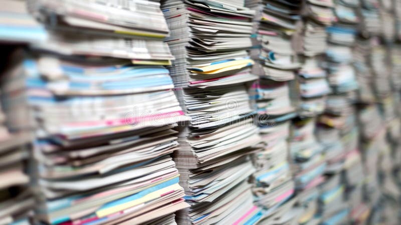 Massive Stacks of Paperwork in Office Setting Stock Photo - Image of ...