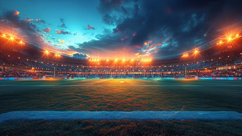 A Massive Stadium Packed with Enthusiastic Spectators, Cheering, Waving ...