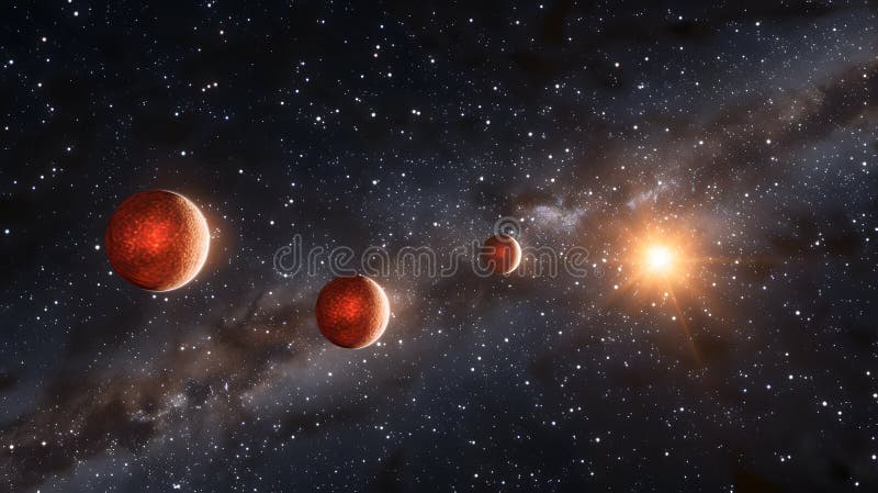 Massive Stars in Earth Orbit with Alien Planets Stock Photo - Image of ...