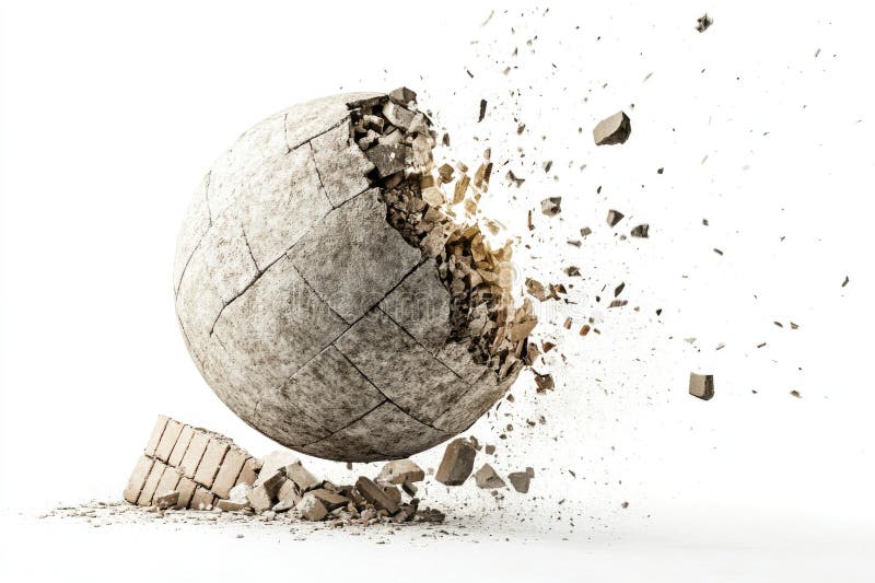 A Massive Stone Sphere Crashes through a Stack of Bricks, Causing ...
