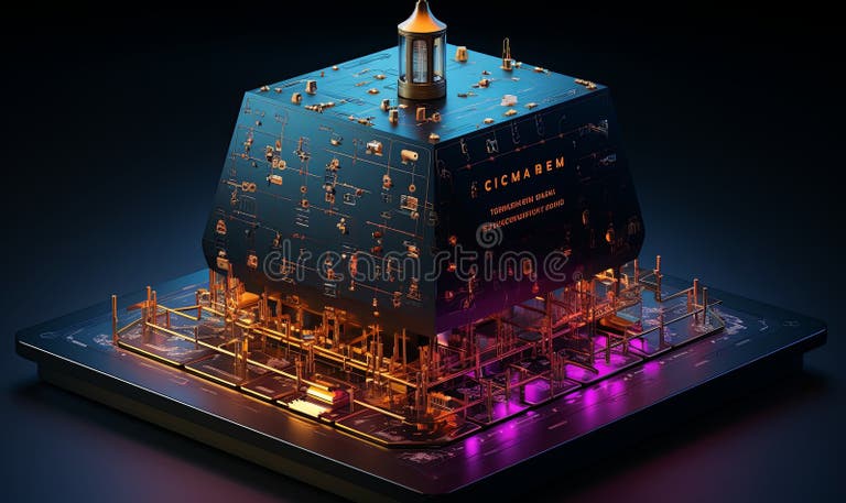 Massive Structure Aglow with Myriad Lights Stock Photo - Image of ...