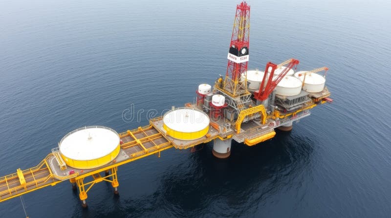 Large Offshore Oil Drilling Platform in the Middle of the Ocean Stock ...