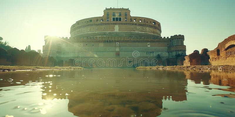 A Massive Structure Stands Next To a Body of Water Stock Illustration ... A Massive Structure Stands Next To a Body of Water Stock Illustration ...