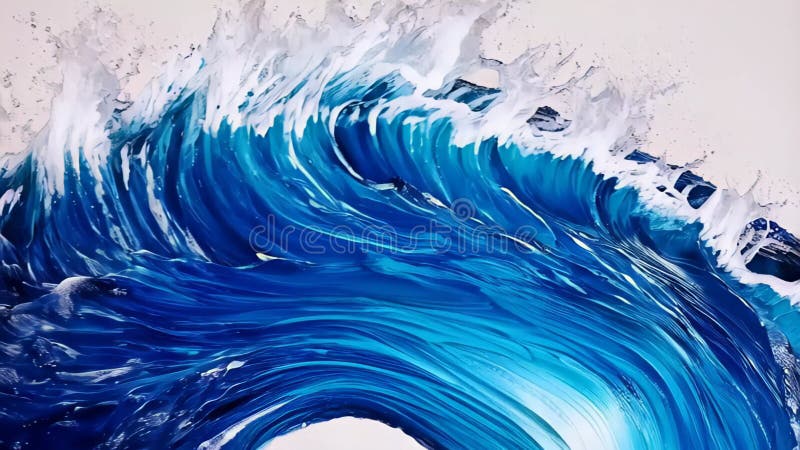 Massive Stylized Ocean Wave Cresting in Powerful Arc with Frothy Spray ...