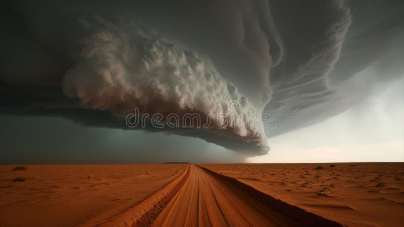 Massive Supercell Storm Cloud is Gathering and Rolling Over an Empty ...
