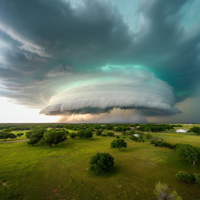 Massive Supercell Thunderstorm Dominates the Landscape, Exhibiting ...