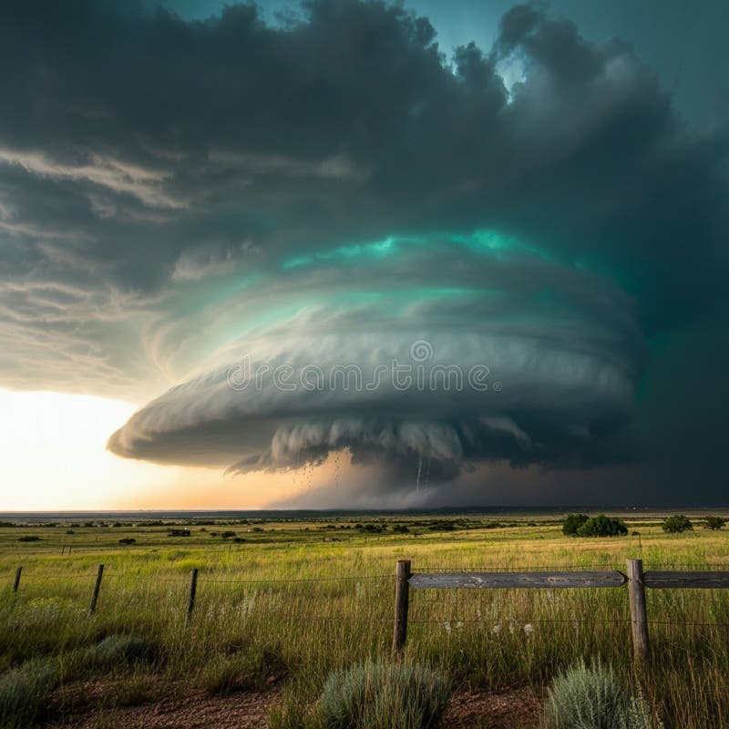 Thunderstorm Supercell with Giant Lightning Over Desert , Made with ...