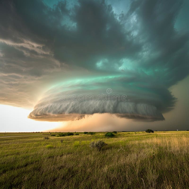 Thunderstorm Supercell with Giant Lightning Over Desert , Made with ...