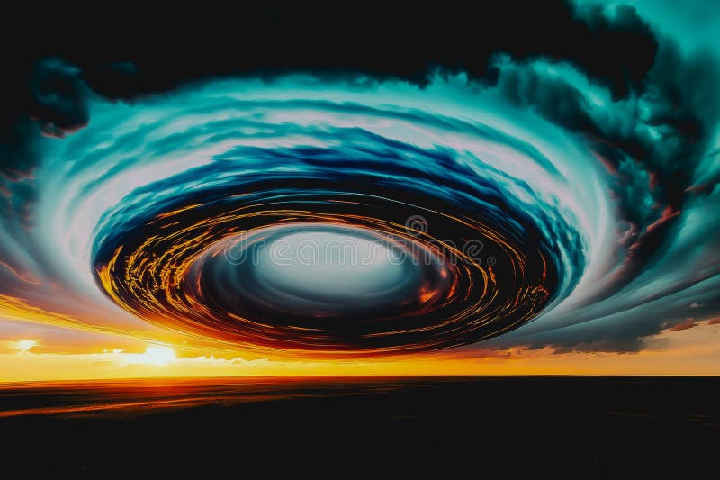 Massive Swirling Storm Vortex with Light and Shadow Contrasts, High ...