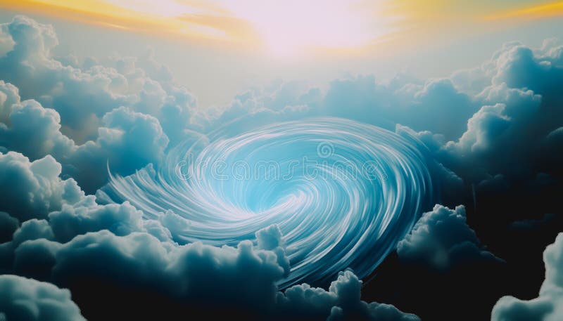 Massive Swirling Storm Vortex with Light and Shadow Contrasts, High ...