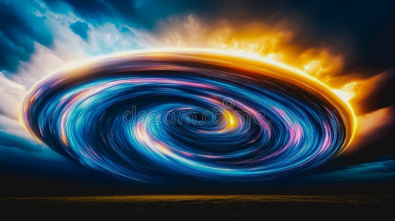 Massive Swirling Storm Vortex with Light and Shadow Contrasts, High ...