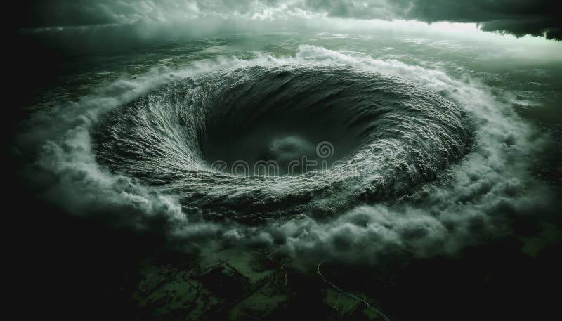 Massive Swirling Storm Vortex with Light and Shadow Contrasts, High ...