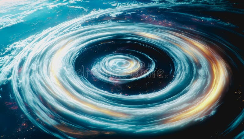 Massive Swirling Storm Vortex with Light and Shadow Contrasts, High ...