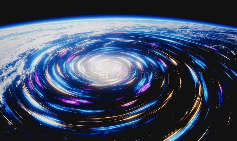 Massive Swirling Storm Vortex with Light and Shadow Contrasts, High ...