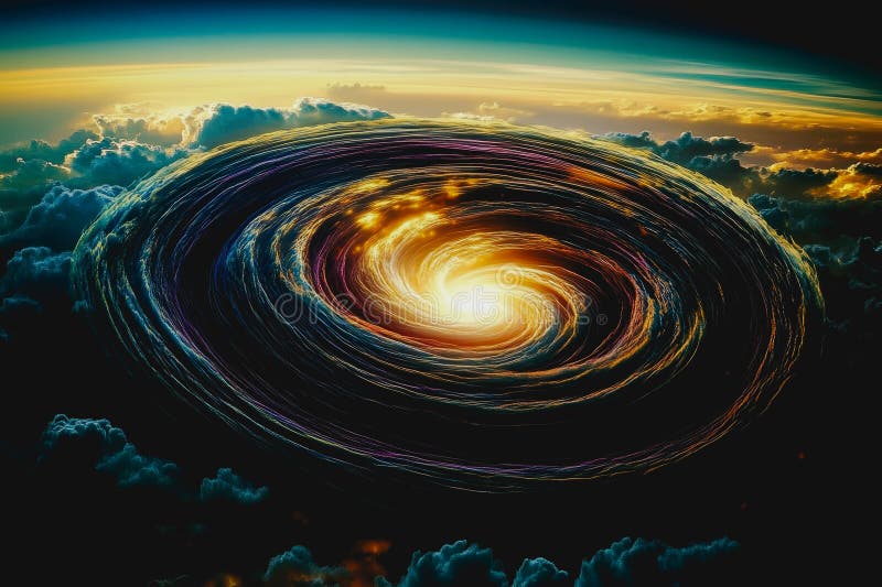 Massive Swirling Storm Vortex with Light and Shadow Contrasts, High ...