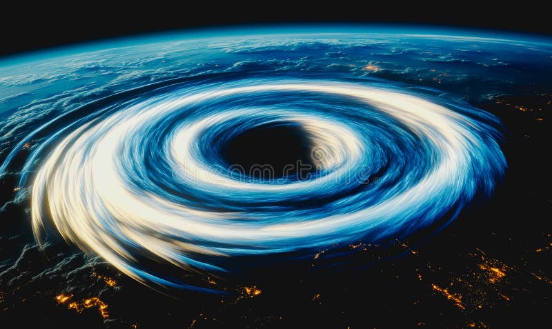 Massive Swirling Storm Vortex with Light and Shadow Contrasts, High ...