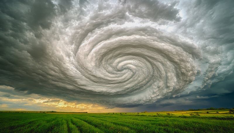 Massive Swirling Storm Vortex with Light and Shadow Contrasts, High ...