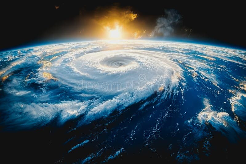 Massive Swirling Storm Vortex with Light and Shadow Contrasts, High ...