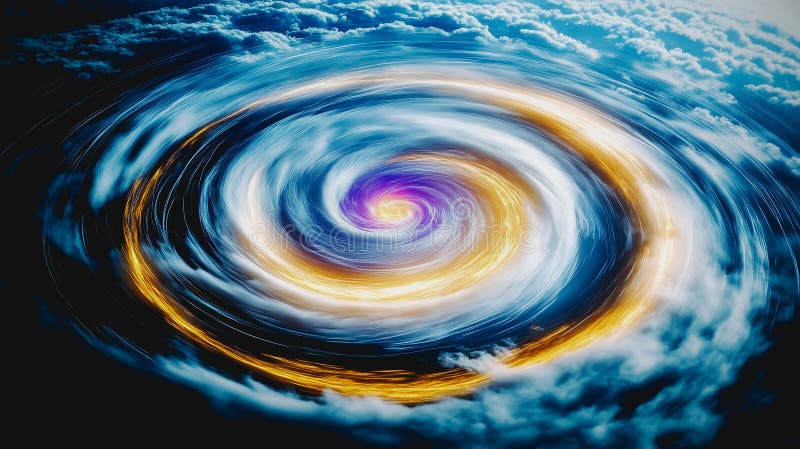 Massive Swirling Storm Vortex with Light and Shadow Contrasts, High ...